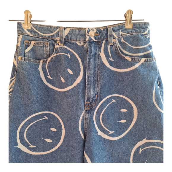 H&M | Jeans | Nwot Smiley Originals X Hm High Waist Smiley Face Wide ...